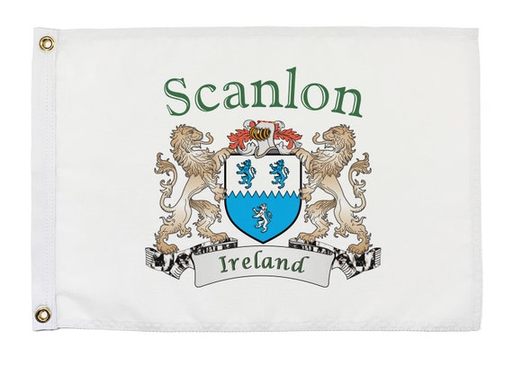 Scanlon Irish Coat of Arms Small White Flag | Etsy