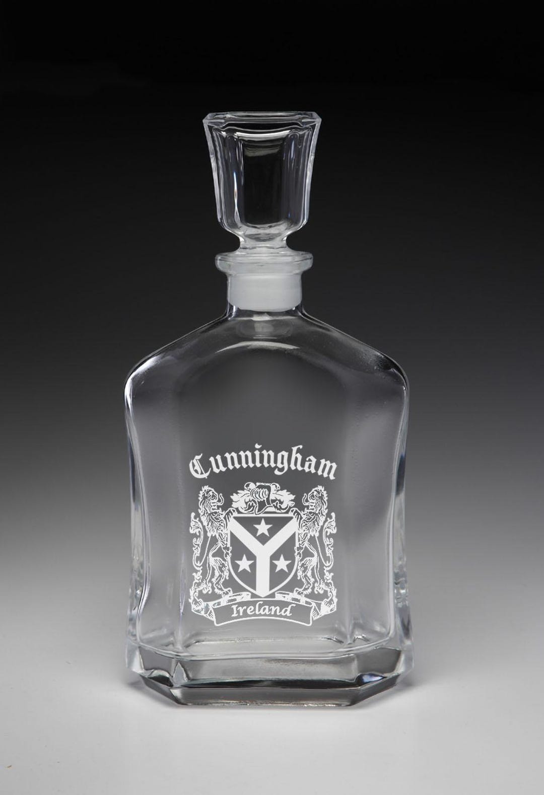 Cunningham Irish Coat of Arms Whiskey Decanter (sand Etched) - Etsy