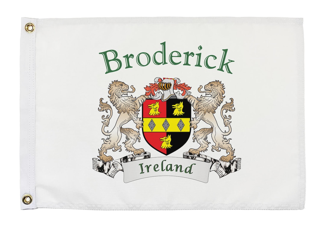 Broderick Irish Coat of Arms Small White Flag - 16"x10.5" Inches - Etsy