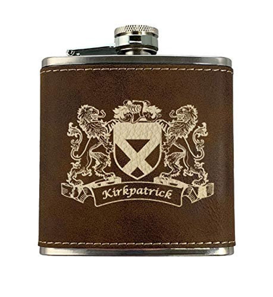 Kirkpatrick Irish Coat of Arms Leather Flask Rustic Brown - Etsy