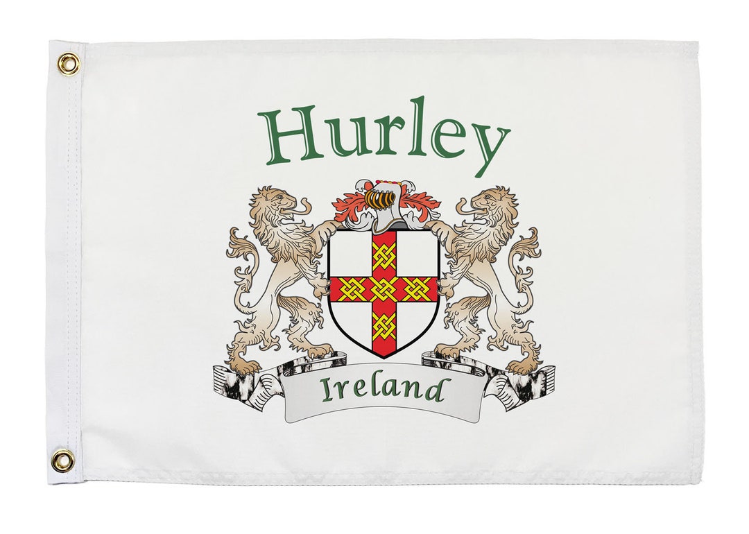 Hurley Irish Coat of Arms Small White Flag - 16"x10.5" Inches - Etsy