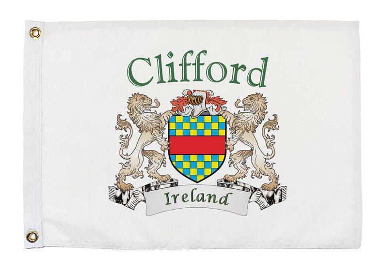 Clifford Irish Coat of Arms Small White Flag - 12"x18" Inches - Etsy