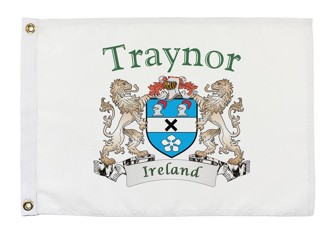 Traynor Irish Coat of Arms Small White Flag - 12"x18" Inches - Etsy