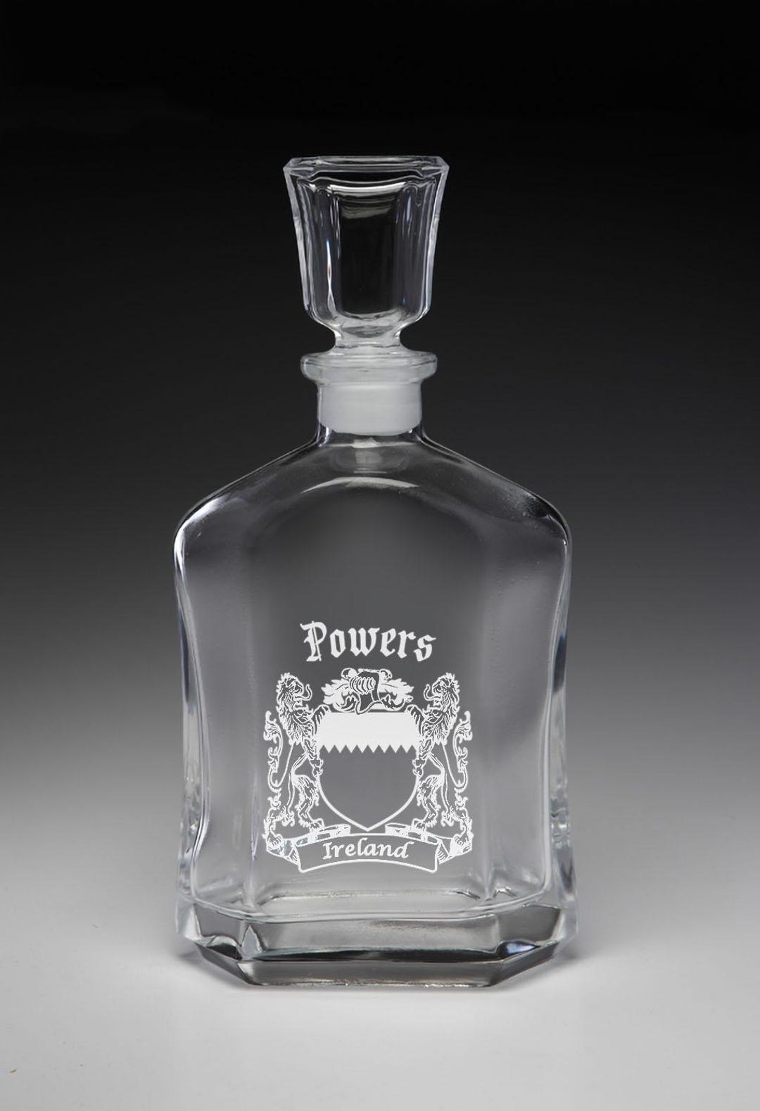 Powers Irish Coat of Arms Whiskey Decanter (sand Etched) - Etsy