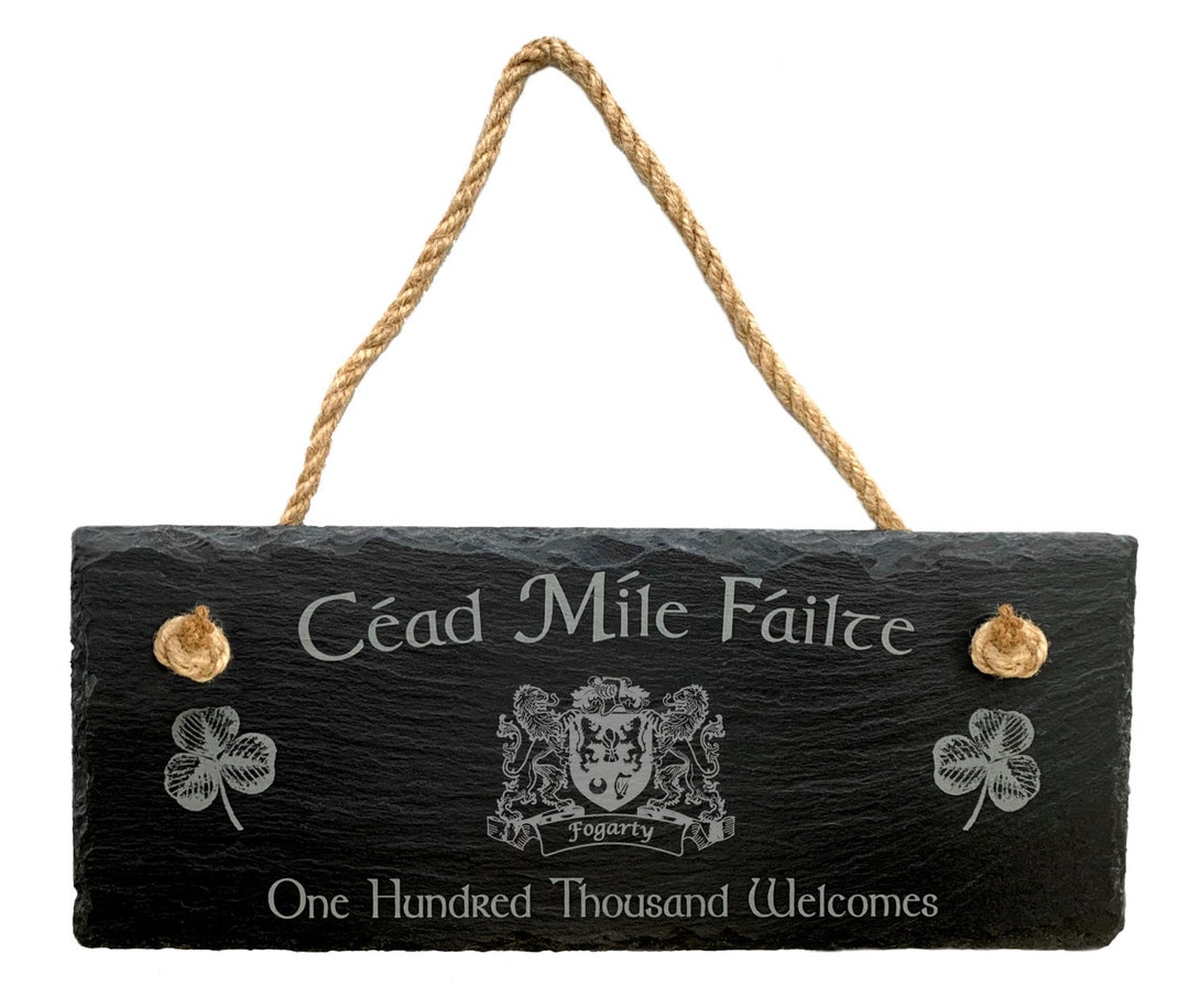Fogarty Irish Coat of Arms Slate Plaque Blessing Céad Míle - Etsy