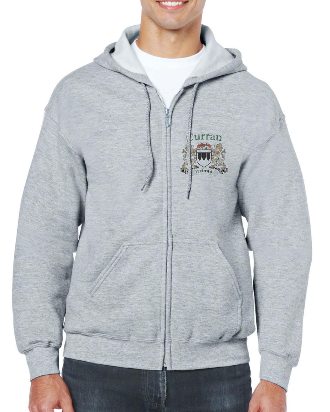 Curran Irish Coat of Arms Full Zip Hoodie - Ash - Etsy