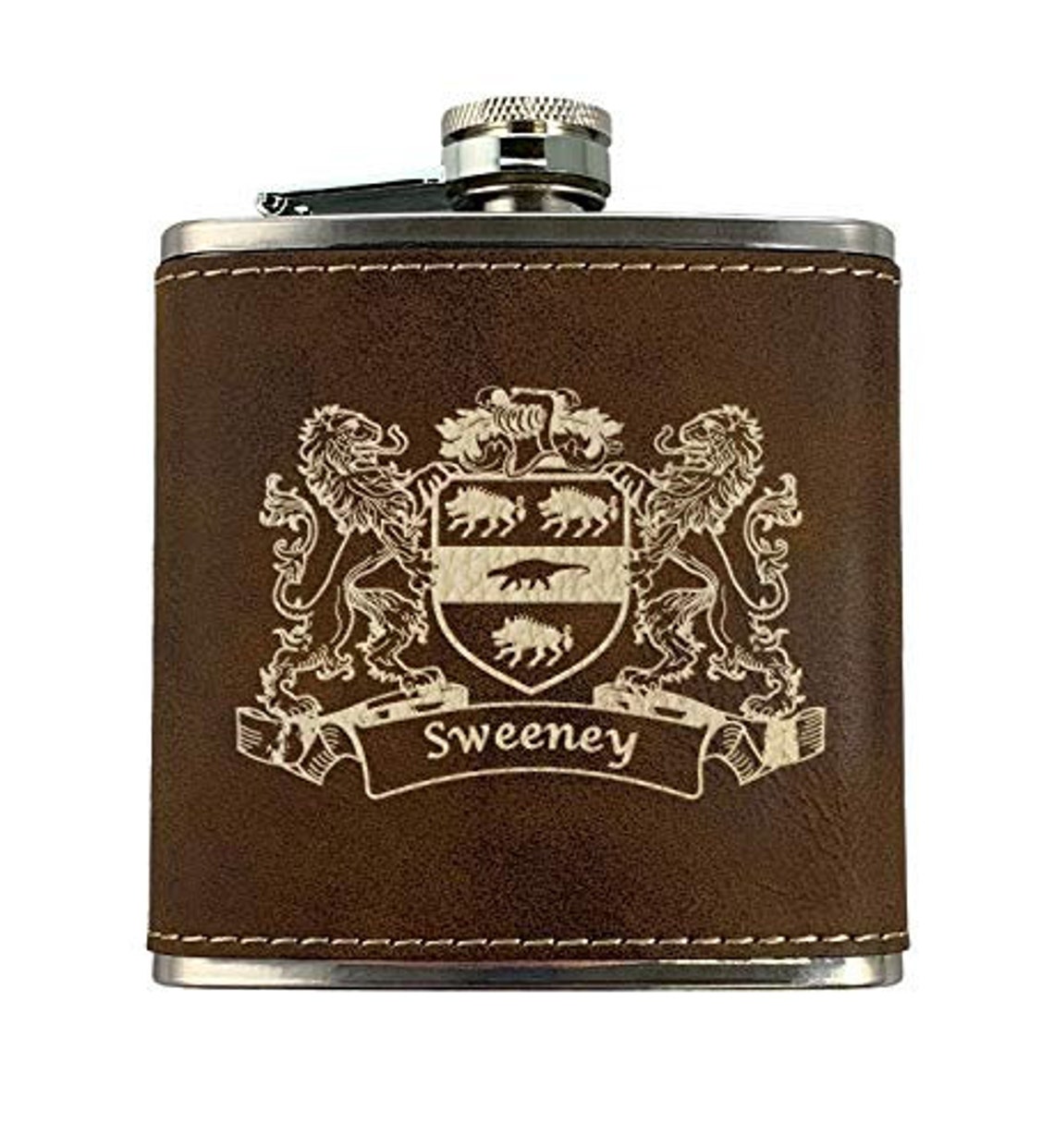 Sweeney Irish Coat of Arms Leather Flask Rustic Brown - Etsy