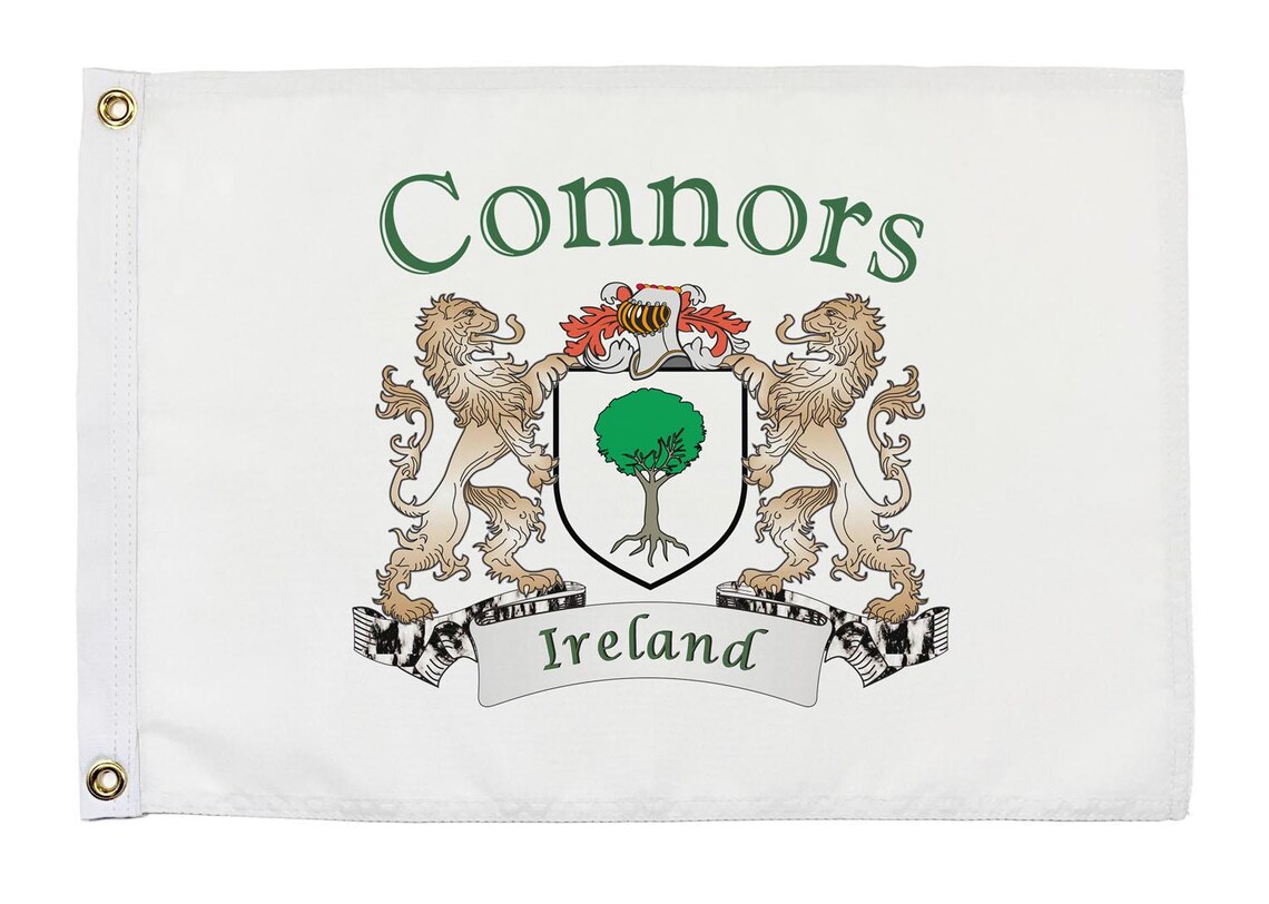 Connors Irish Coat of Arms Small White Flag - 16"x10.5" Inches - Etsy