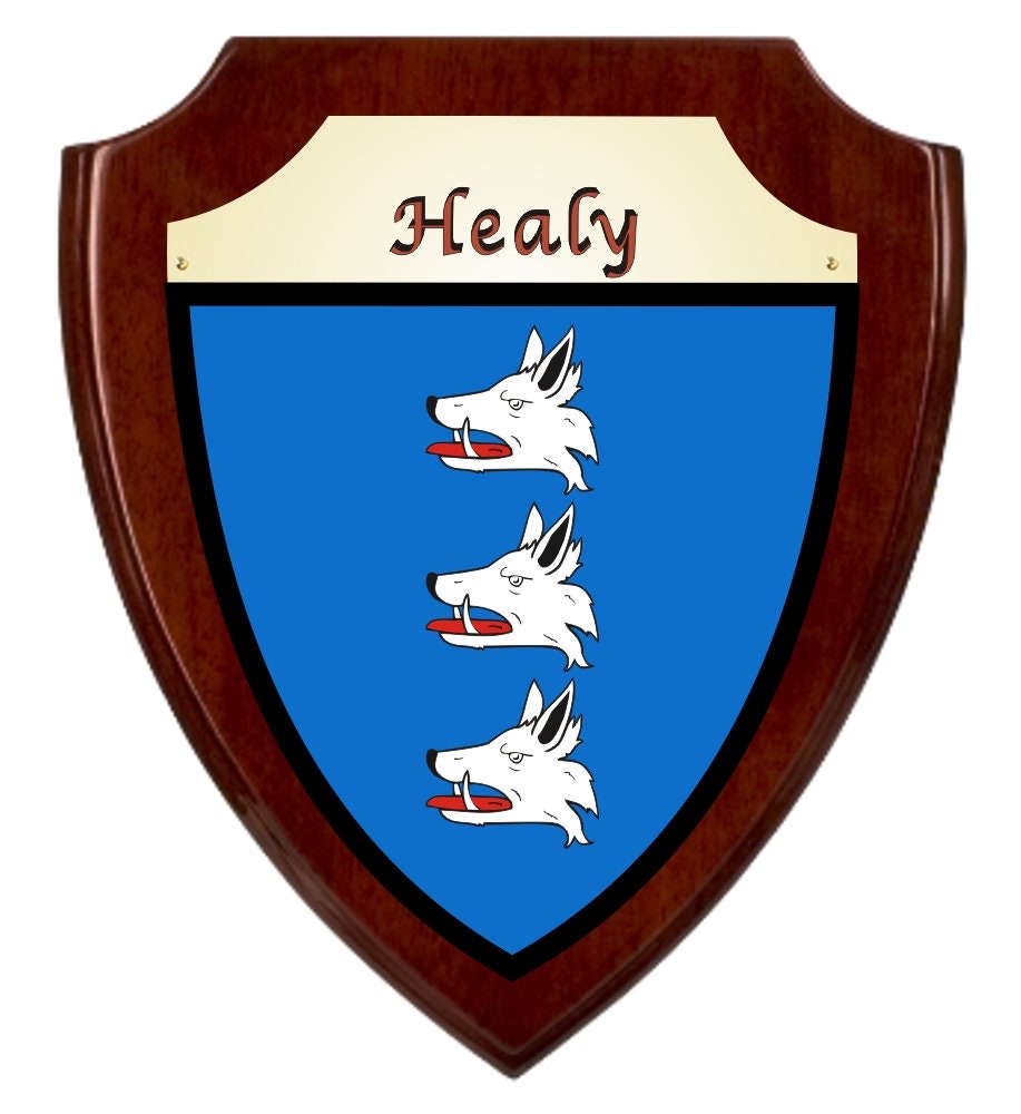 Healy Irish Coat of Arms Shield Plaque - Rosewood Finish - Etsy