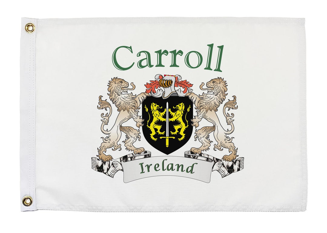 Carroll Irish Coat of Arms Small White Flag - 16"x10.5" Inches - Etsy