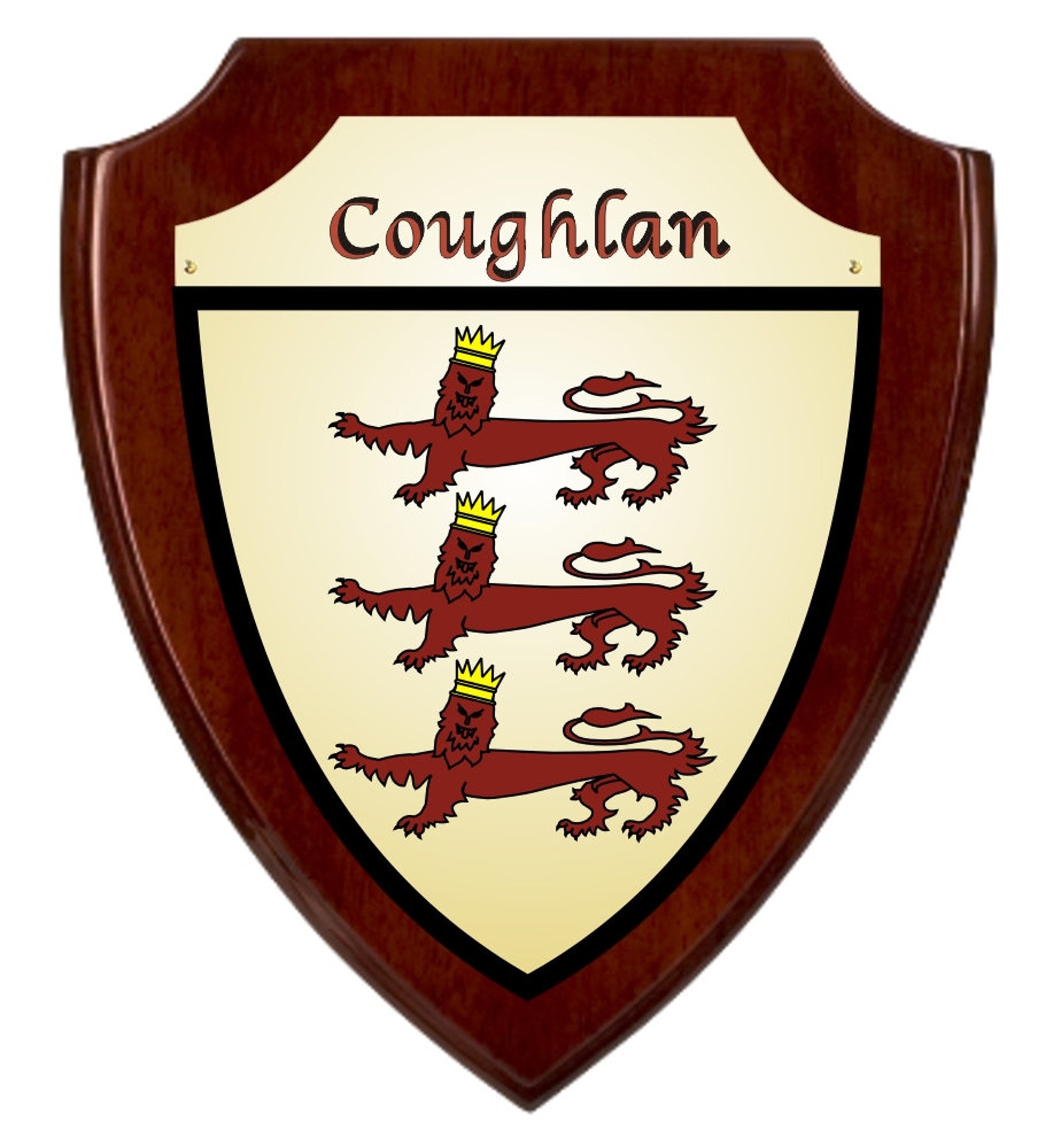 Coughlan Irish Coat of Arms Shield Plaque - Rosewood Finish - Etsy