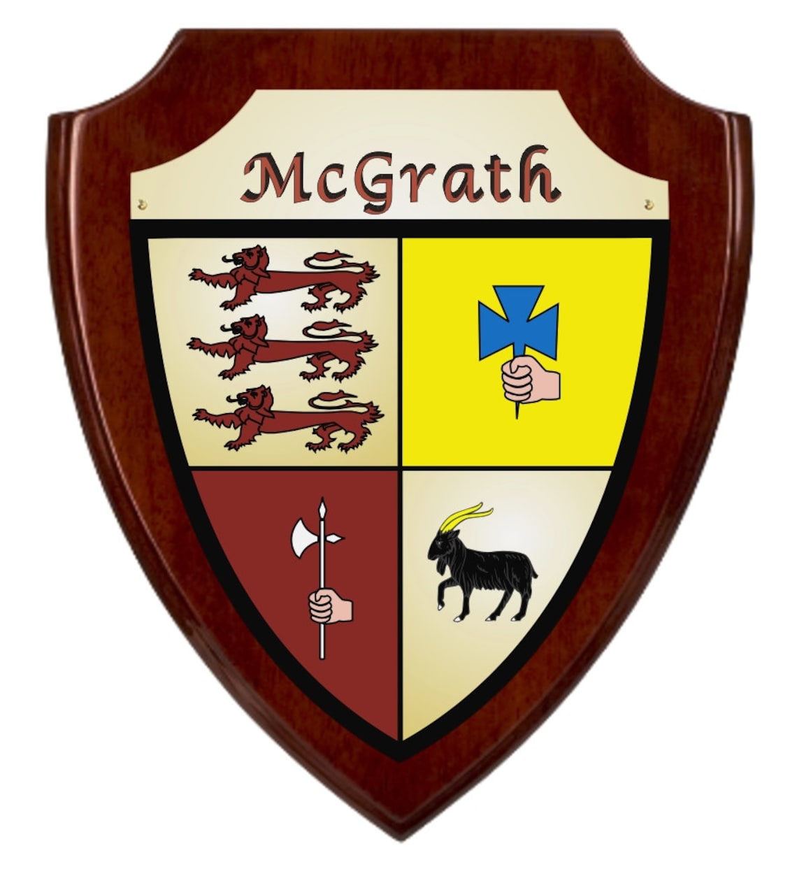Mcgrath Irish Coat of Arms Shield Plaque Rosewood Finish - Etsy