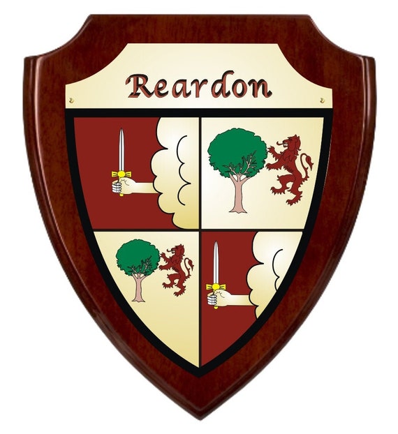 Reardon Irish Coat of Arms Shield Plaque Rosewood Finish | Etsy