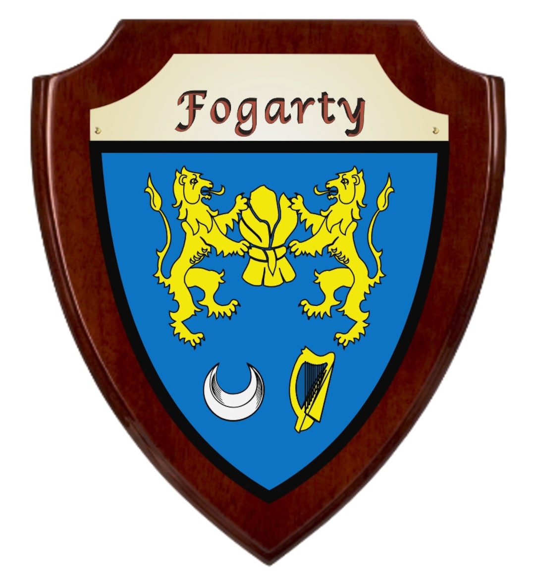 Fogarty Irish Coat of Arms Shield Plaque Rosewood Finish - Etsy