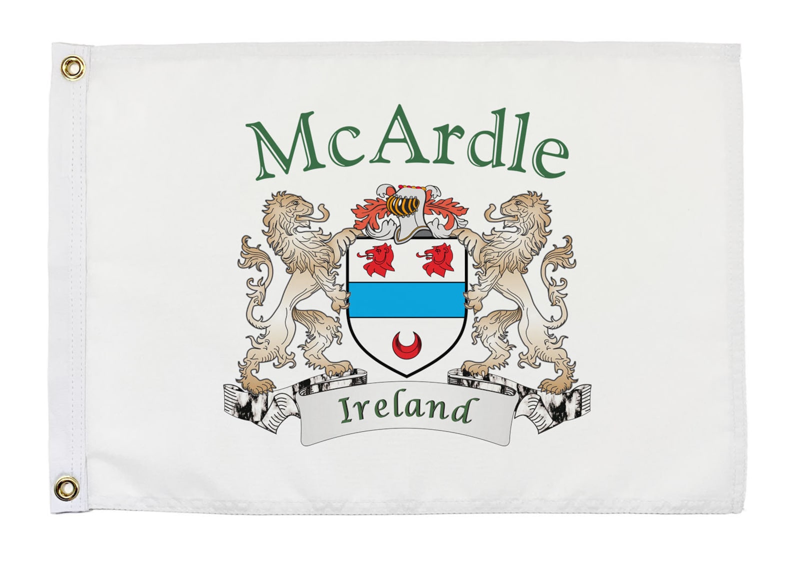 Mcardle Irish Coat of Arms Small White Flag | Etsy