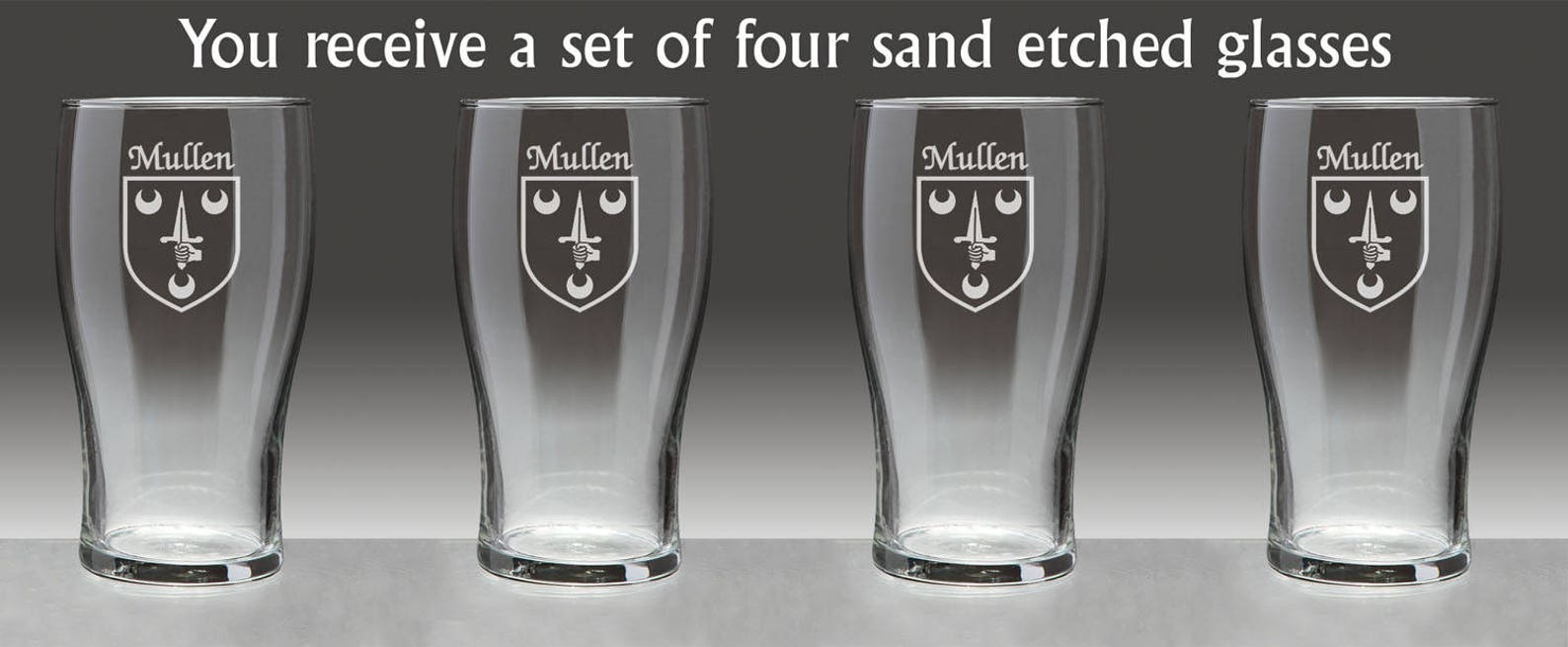Mullen Irish Coat of Arms Tavern Glasses Set of 4 sand - Etsy