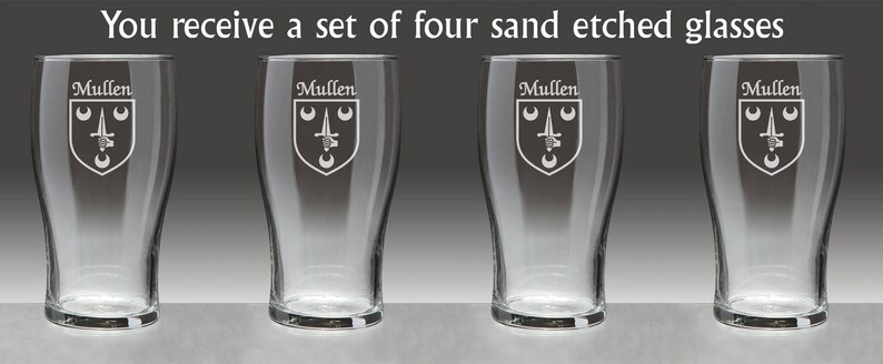 Mullen Irish Coat of Arms Tavern Glasses Set of 4 sand - Etsy