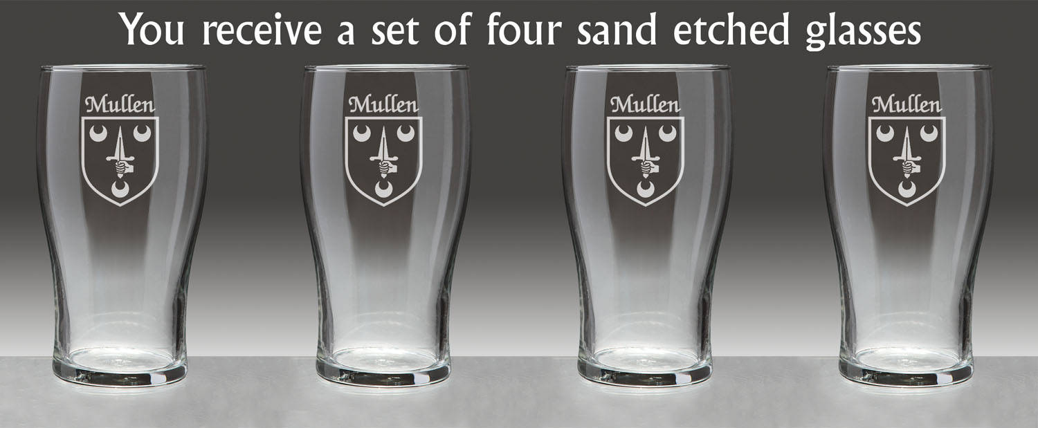 Mullen Irish Coat of Arms Tavern Glasses Set of 4 sand - Etsy