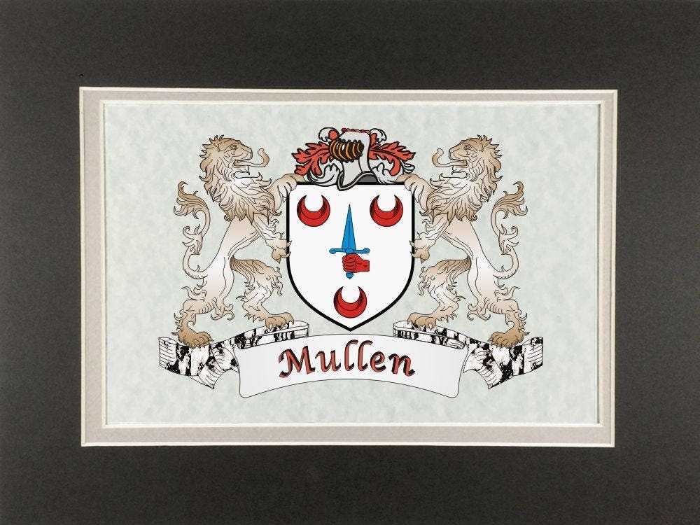 Mullen Irish Coat of Arms Print Frameable 9 x 12 | Etsy
