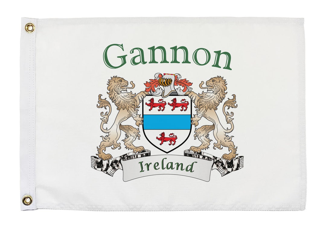 Gannon Irish Coat of Arms Small White Flag 12x18 - Etsy