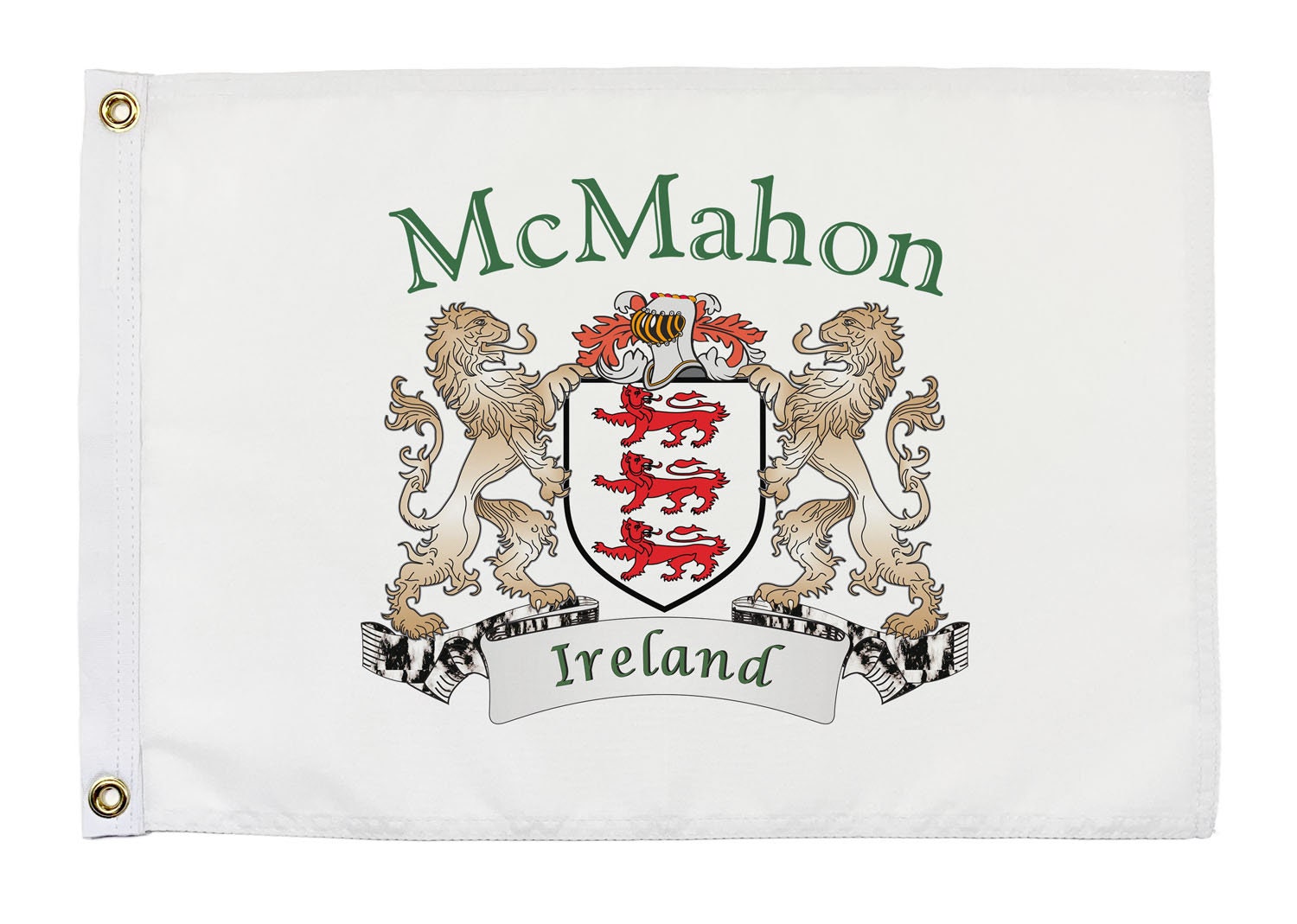 Mcmahon Irish Coat of Arms Small White Flag 16x10.5 Inches - Etsy