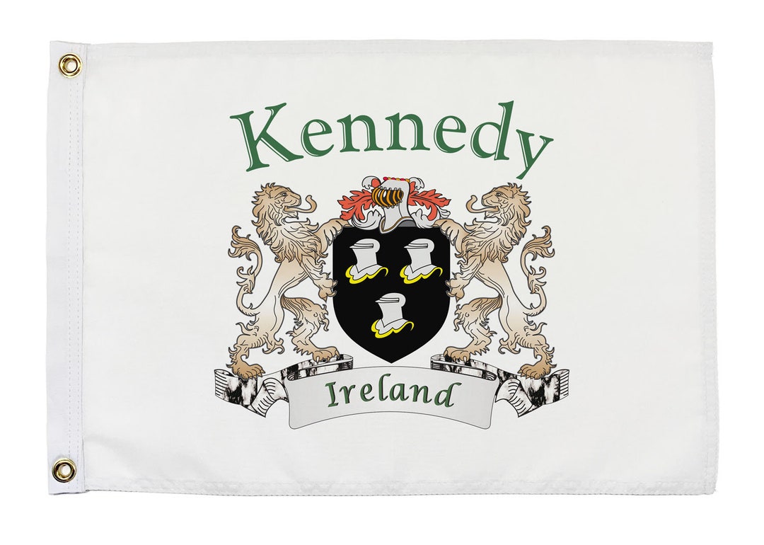 Kennedy Irish Coat of Arms Small White Flag - 16"x10.5" Inches - Etsy