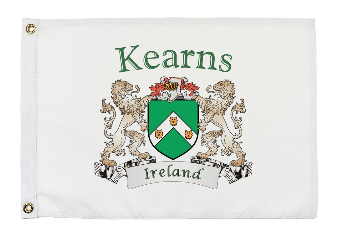 Kearns Irish Coat of Arms Small White Flag 12x18 - Etsy