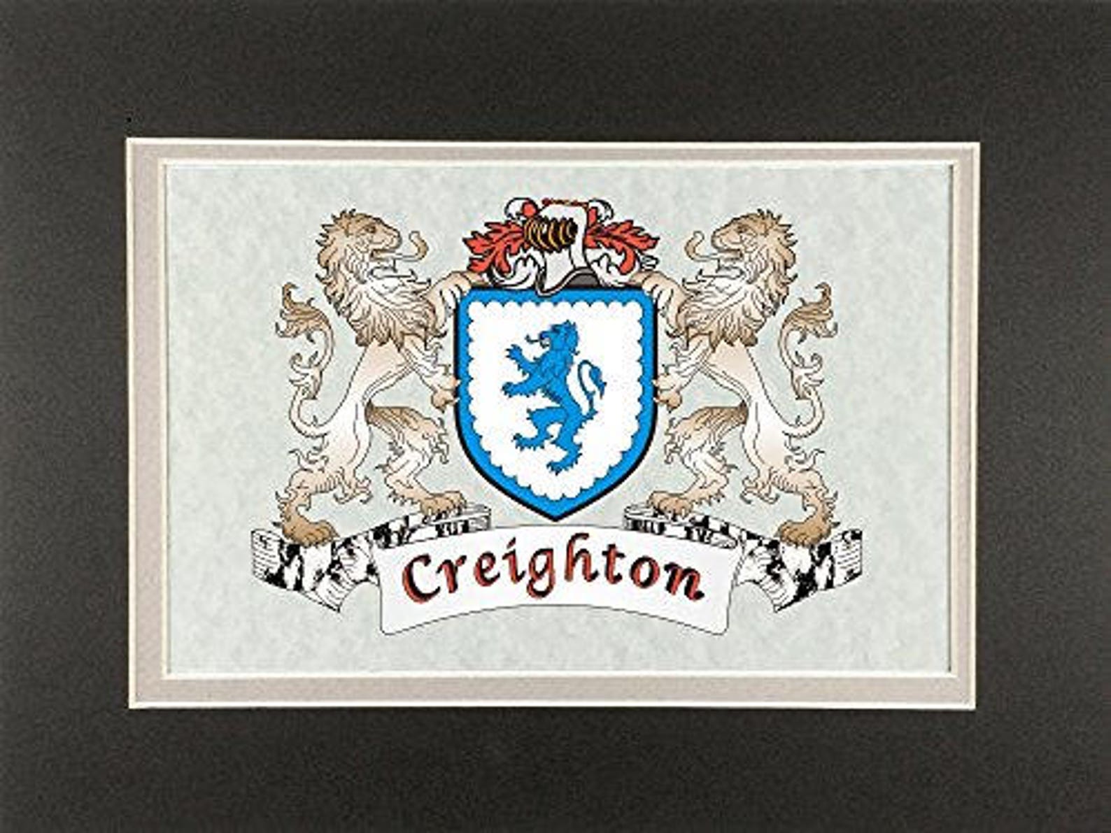 Creighton Irish Coat of Arms Print Frameable 9 x | Etsy