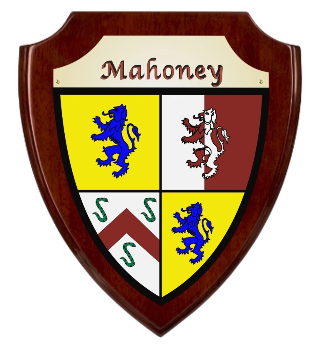 Mahoney Irish Coat of Arms Shield Plaque Rosewood Finish - Etsy