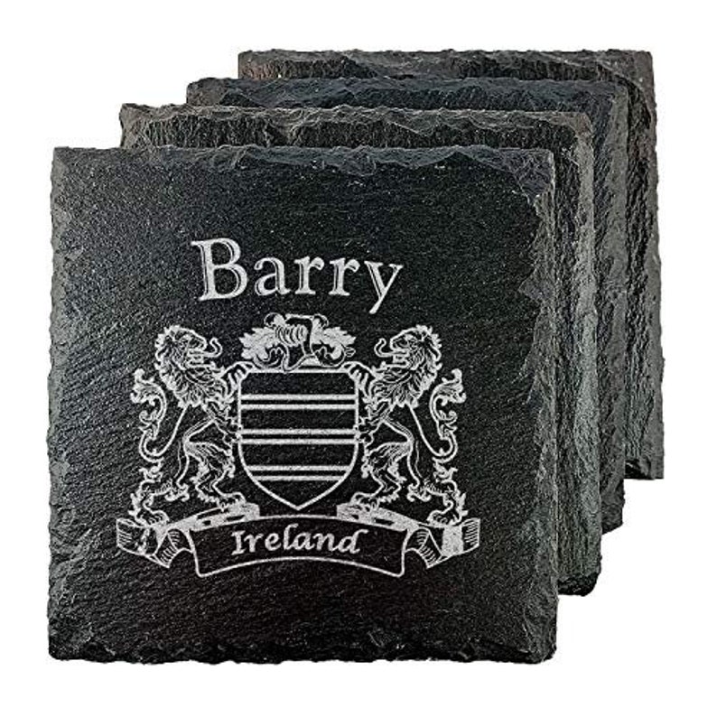 Barry Irish Coat of Arms Slate Coasters - Set of 4 - Etsy