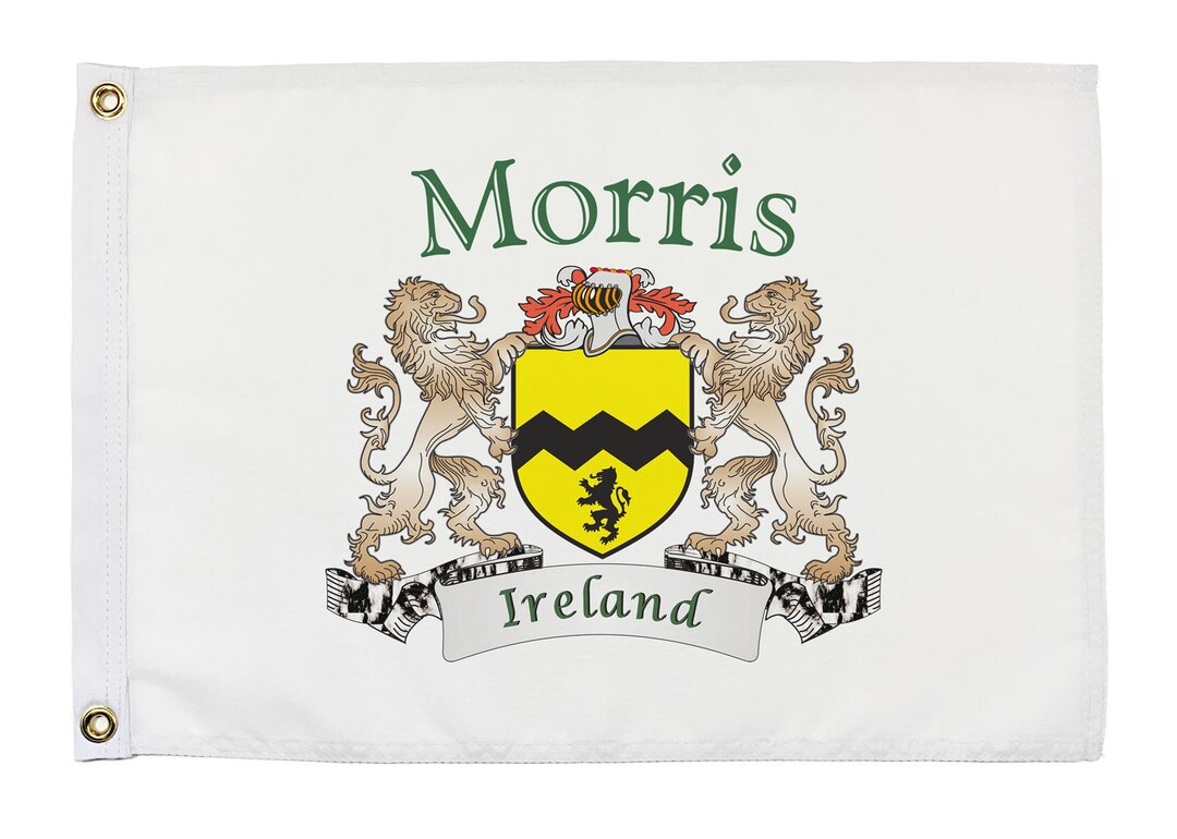 Morris Irish Coat of Arms Small White Flag - 12"x18" Inches - Etsy