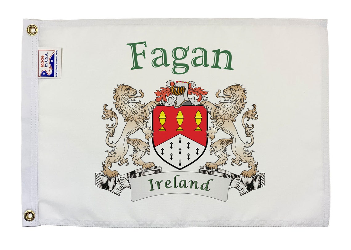 Fagan Irish Coat of Arms Small White Flag 12x18 | Etsy