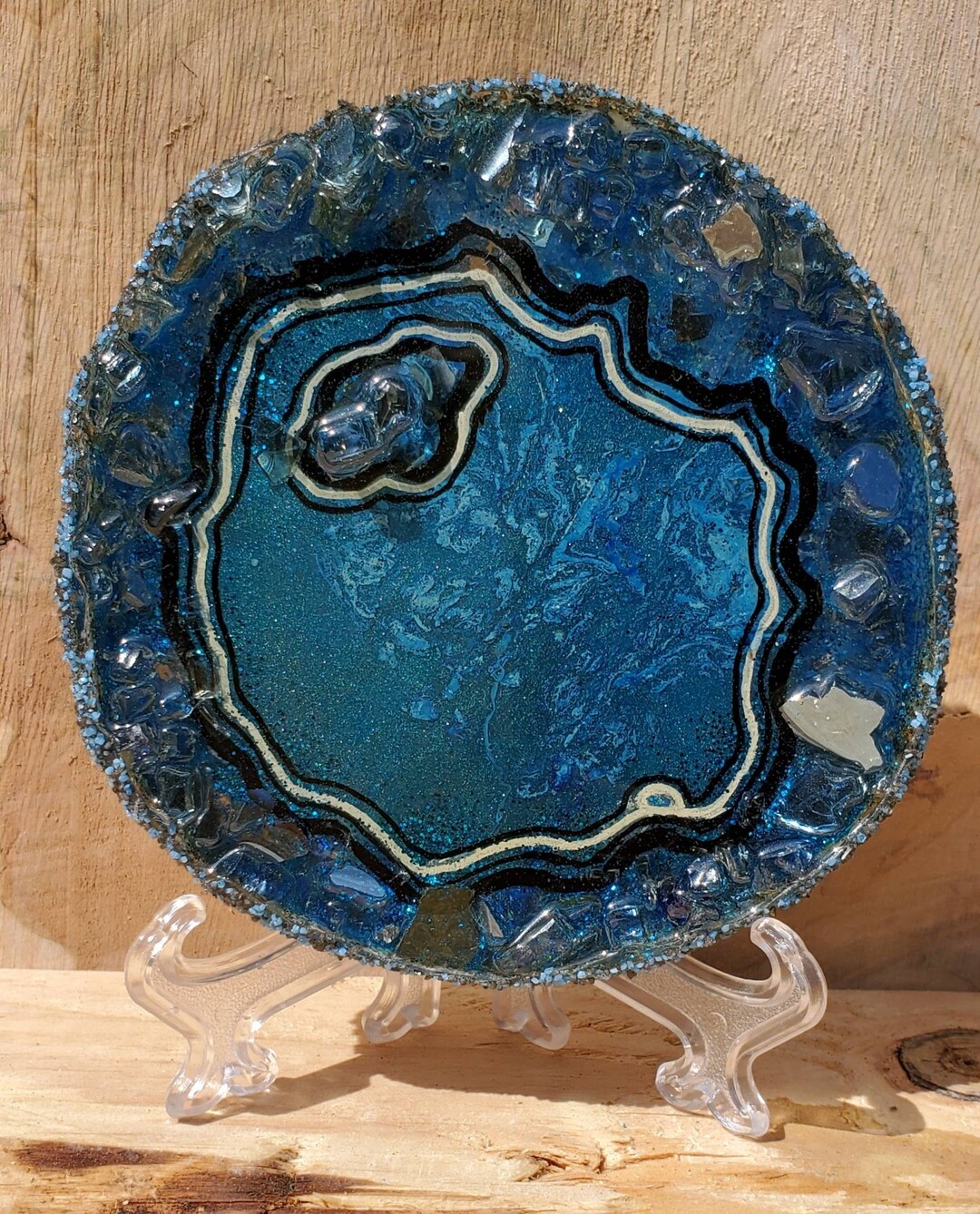 Blue Glass and Resin Geode - Etsy