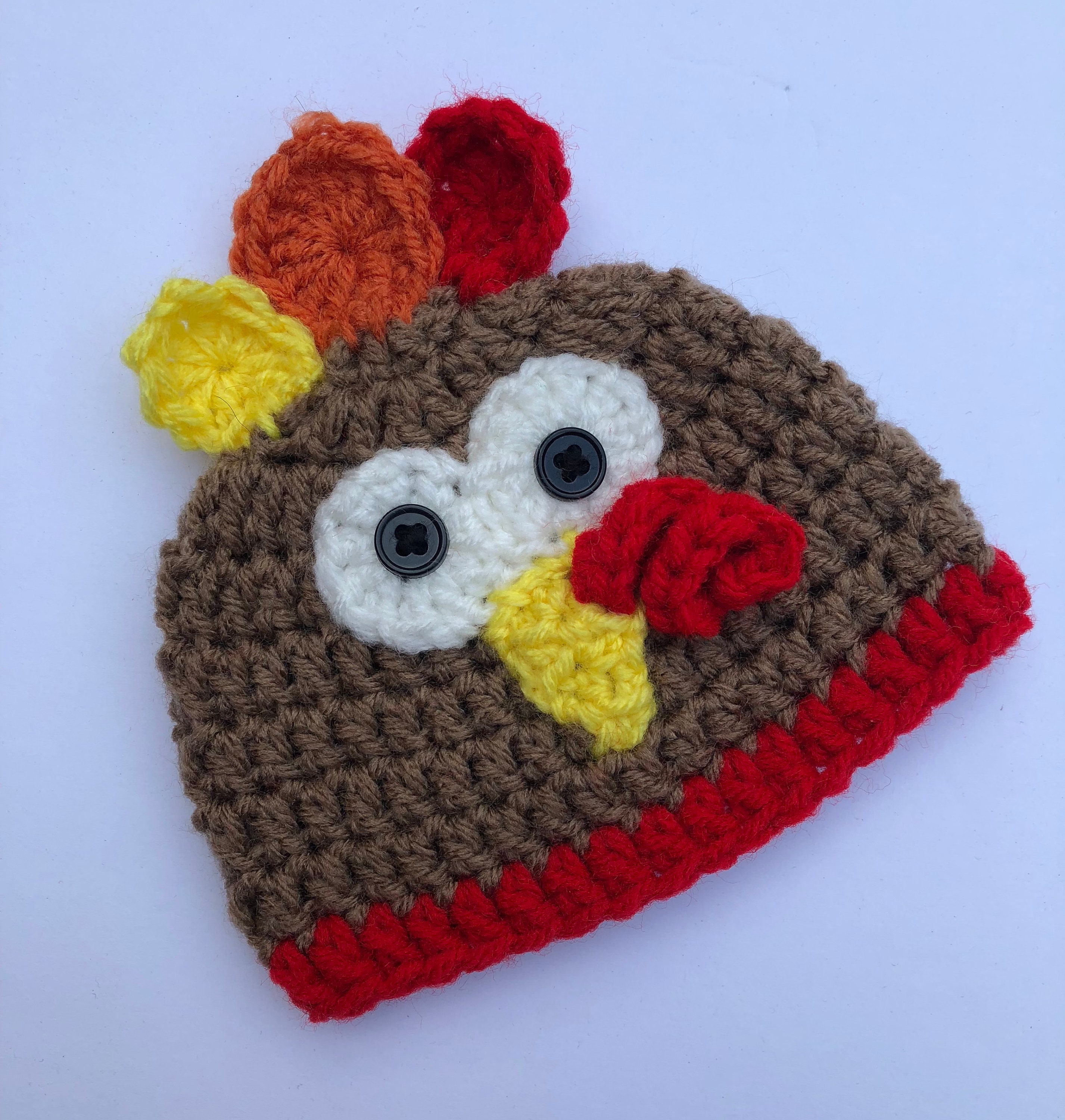 Micro Preemie-preemie Silly Little Turkey Beanie Hat With Feathers - Etsy