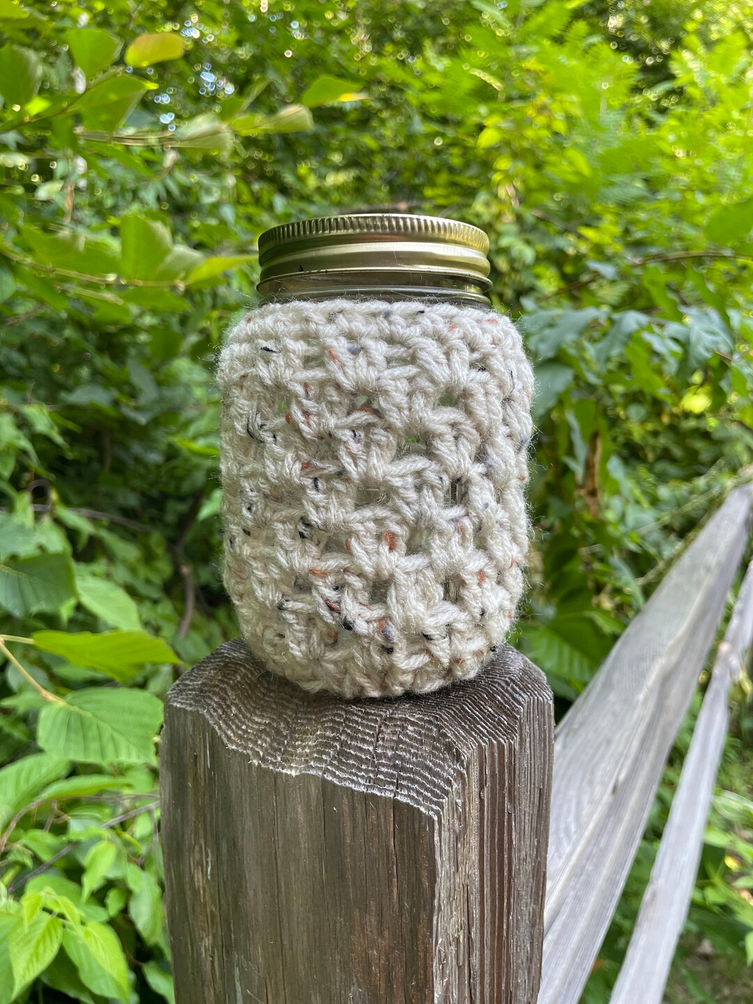 Aran Fleck Crochet Pint Size Mason Jar Drink Covers /cozy / Candle Jar ...