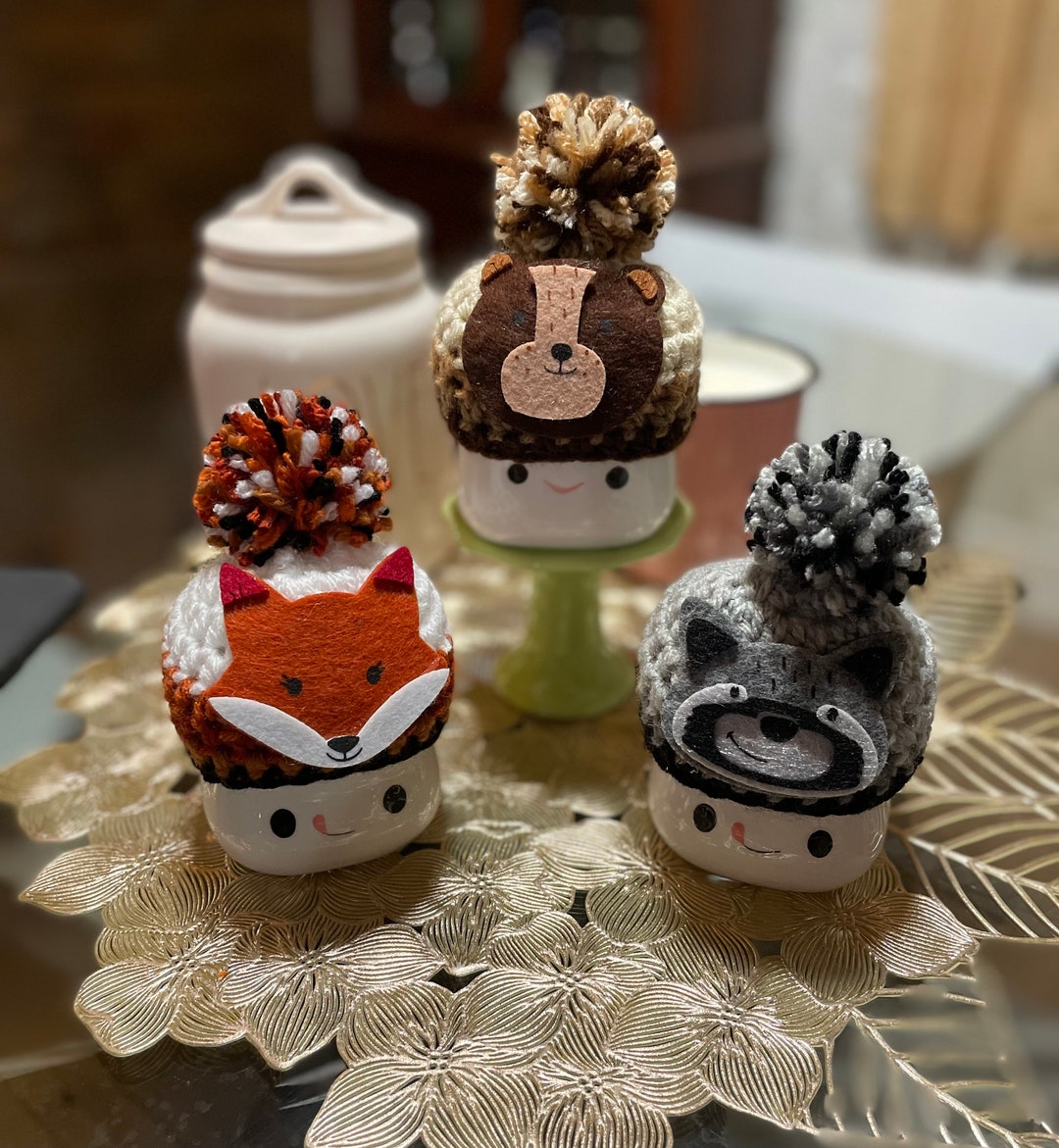 Woodland Critter Crochet Marshmallow Mug Hat - Etsy