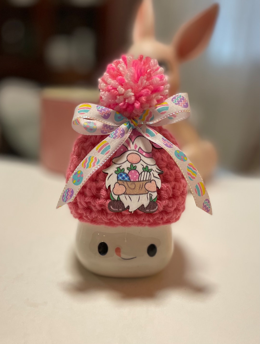 Busy Pink Easter Gnome Crochet Mug Hat - Etsy