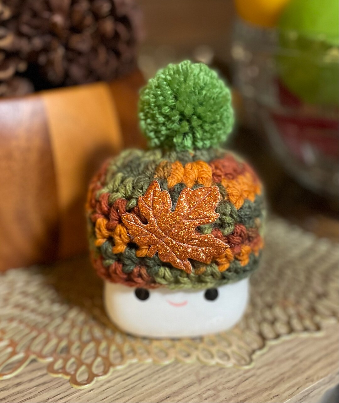 Fall Sparkle Leaf Crochet Mug Hat - Etsy