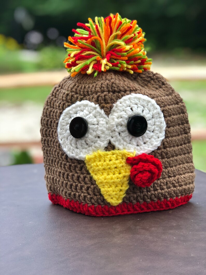 Adult Size Silly Turkey Pom-pom Thanksgiving Beanie Hat - Etsy