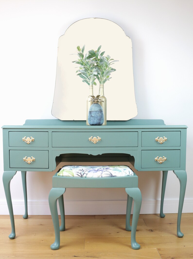 SOLD 1950's Vintage Dressing Table with Mirror and Stool | Etsy