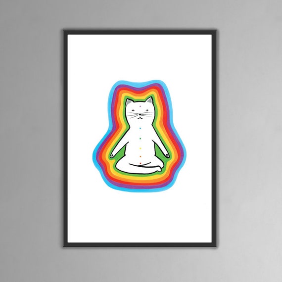 Cat Aura Energy Field Meditation Art Print | Etsy