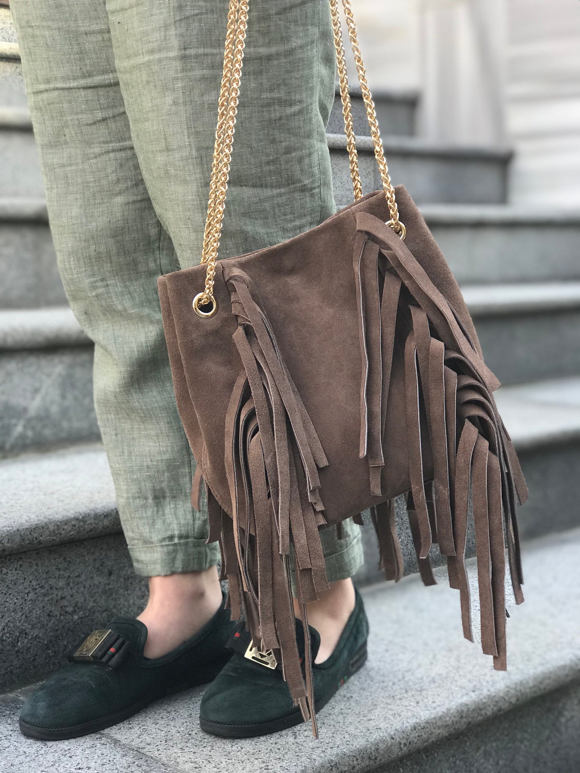 Bucket Bag in Genuine Suede Leather Handbag Women Bucket Bag - Etsy