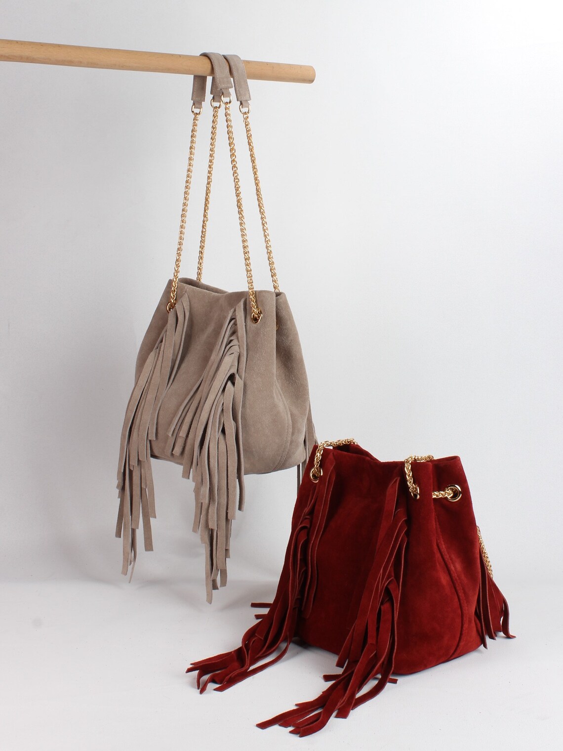 Suede Bucket Bag, Genuine Leather Bag, Genuine Leather Crossbody Bag ...