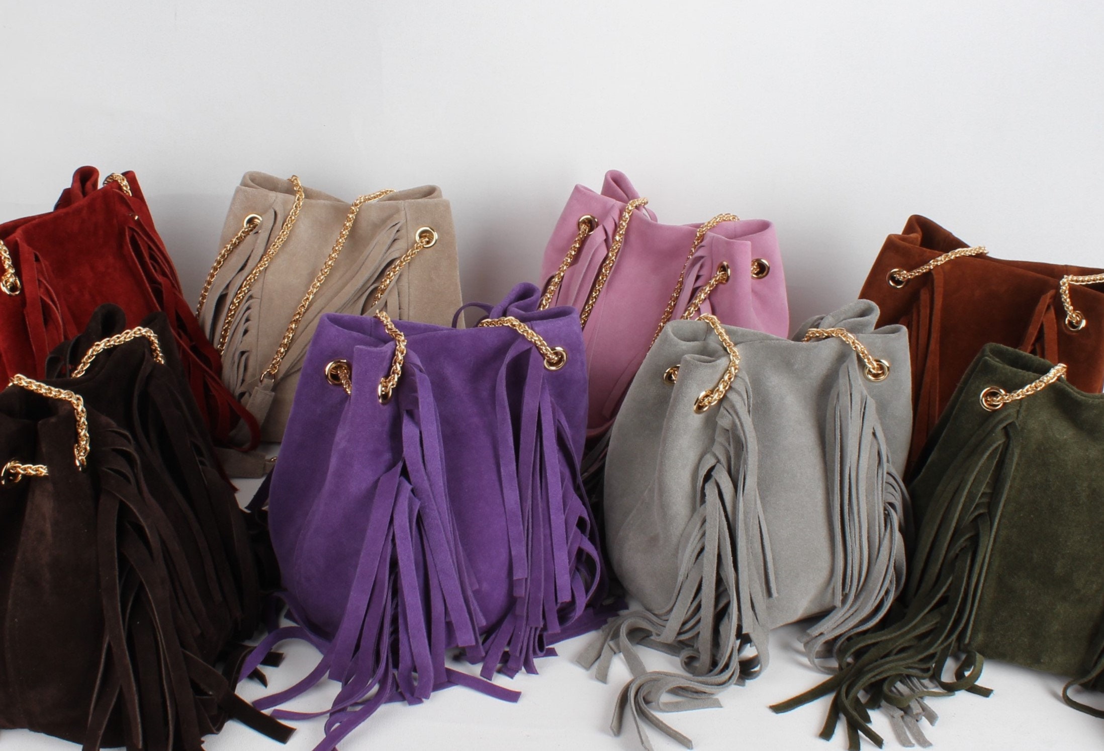 Bucket Bag in Genuine Suede Leather Handbag Women Bucket Bag - Etsy