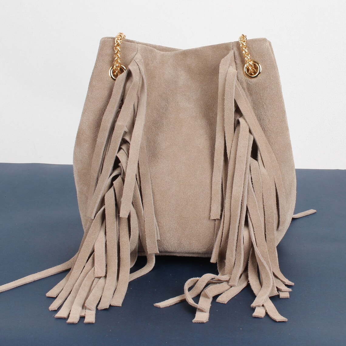 Suede Bucket Bag, Genuine Leather Bag, Genuine Leather Crossbody Bag ...