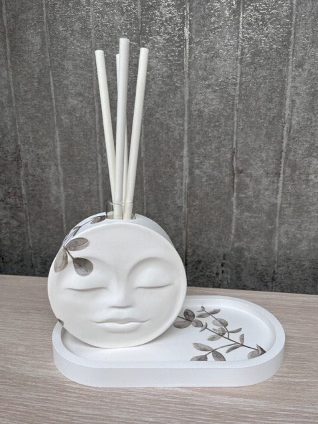 Moon Face Diffuser Set / Moon Face and Plate With Hand Painted ...