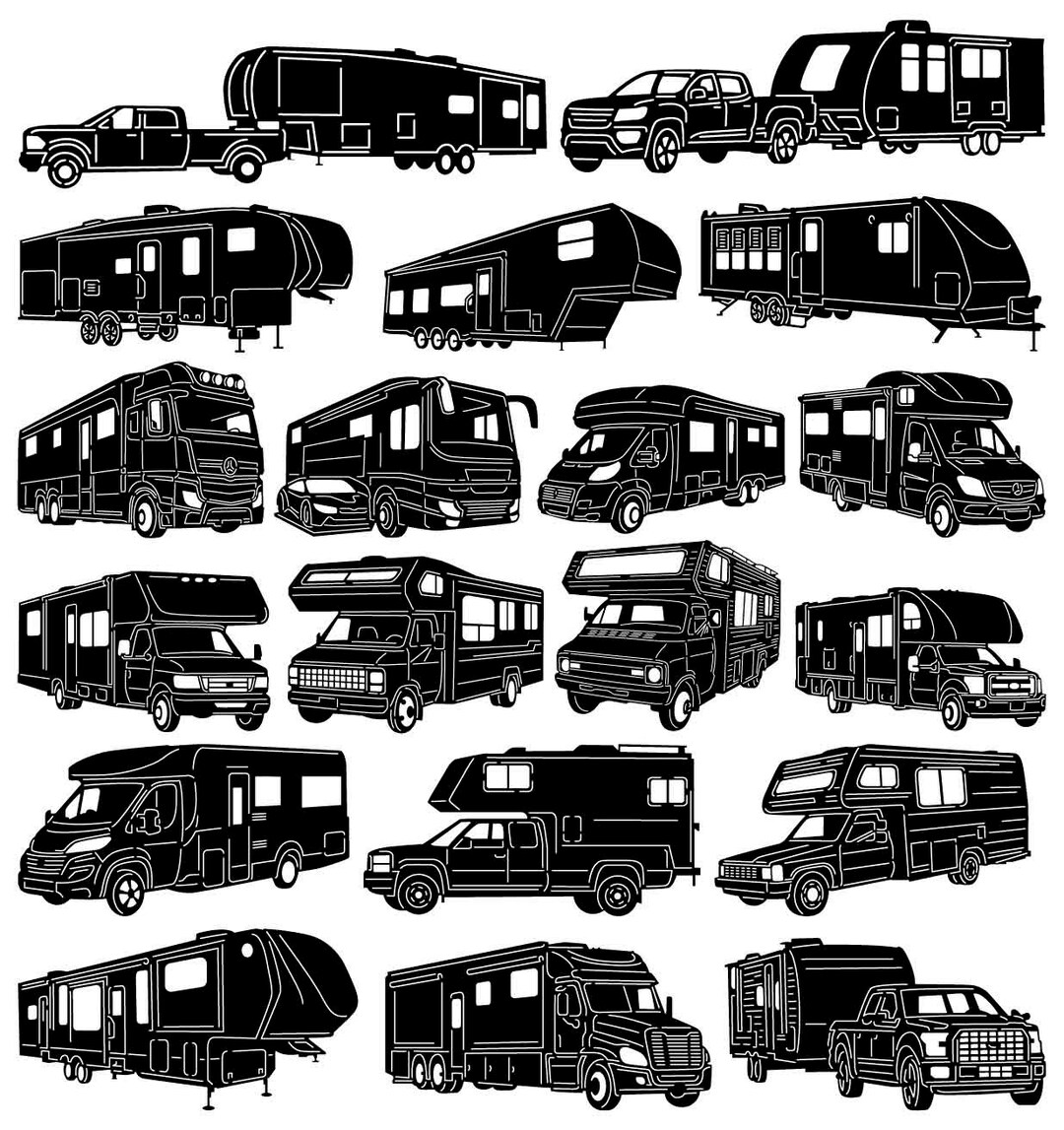 Recreational Vehicle Motorhomes and Travel Trailers-dxf Files and SVG ...