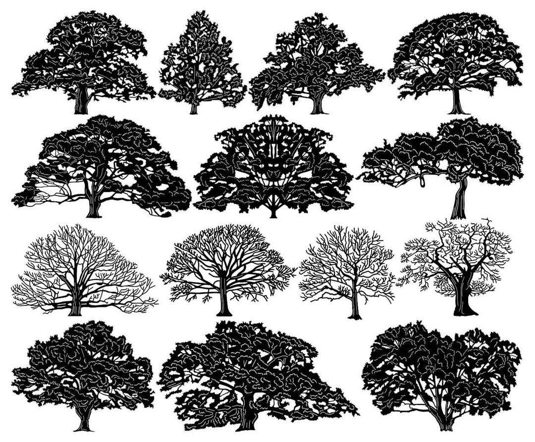 Oak Trees-dxf Files and SVG Cut Ready for Cnc Machines, Laser Cutting ...