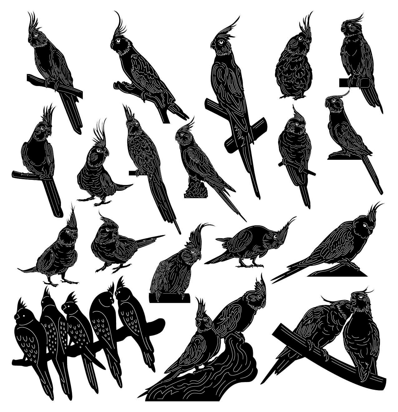Cockatiel Parrot Bird Dxf Files And Svg Cut Ready For Cnc Machines Laser Cutting And Plasma
