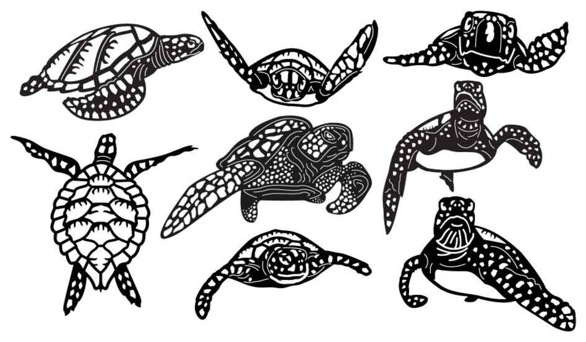 Sea Turtles-dxf Files and SVG Cut Ready for Cnc Machines, Laser Cutting ...